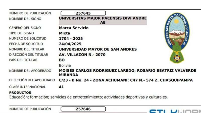 LA UMSA REGISTRA SU SIGNO DISTINTIVO/LOGO EN EL SENAPI